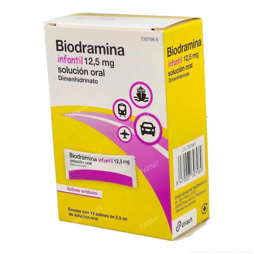 Biodramina infantil 12.5mg 12 sobres solucion oral | Olaiz